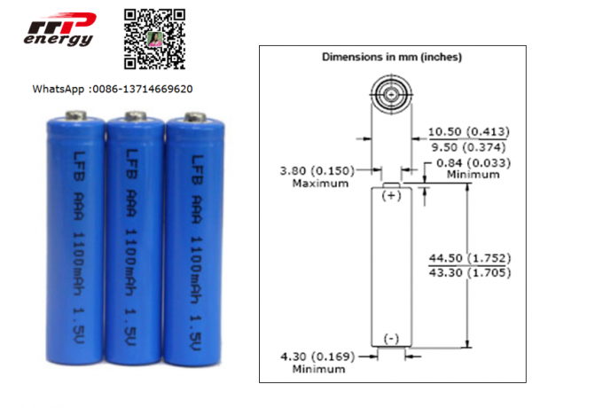 LFB Primary Lihium Battery 1.5V AAA1100mAh Capacity LiFeS2 FR03 / LR03 ...
