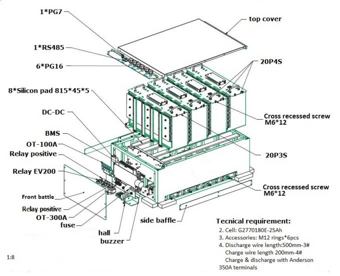AGV Forklift battery pack Lithium LiFePO4 Battery 48V 500Ah 48500F ...