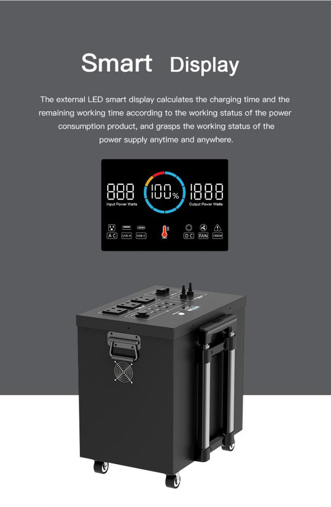 Trolley Case 2500W Portable Power Station Suitcase Generator Lifepo4 Battery Solar System