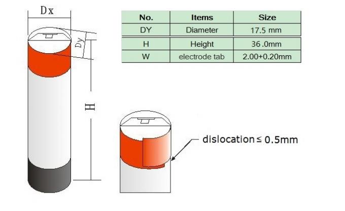 17350 3.7V 850mAh Lithium Polymer Battery high Discharge Current
