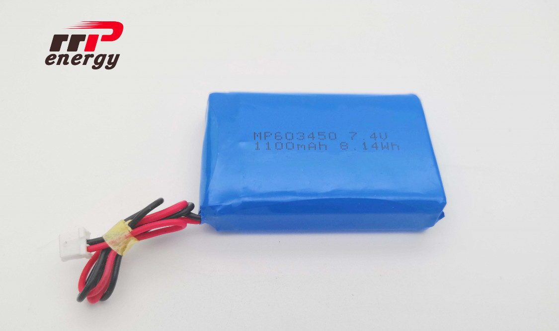 603450 7.4V 2S1P 1100mAh Lithium Polymer Battery CB IEC Prismatic 500 Cycles Life